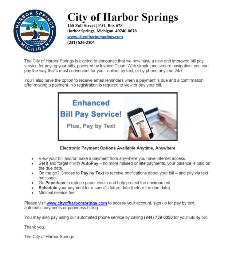 Pay Your Bills Online! | City of Harbor Springs